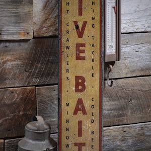 Live Bait Sign, Vertical Bait Shop Sign, Custom Wood Sign for Bait Shop ...