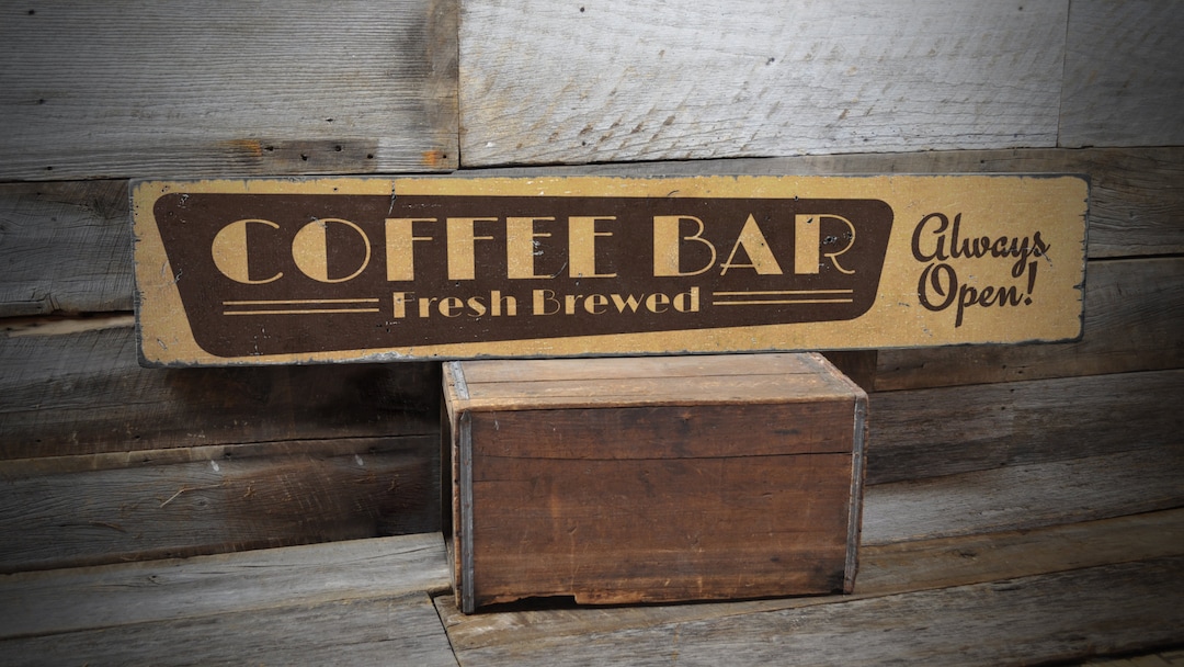 Coffee Bar Sign, Rustic Coffee Decor, Coffee Shop Decor, Kitchen Coffee ...