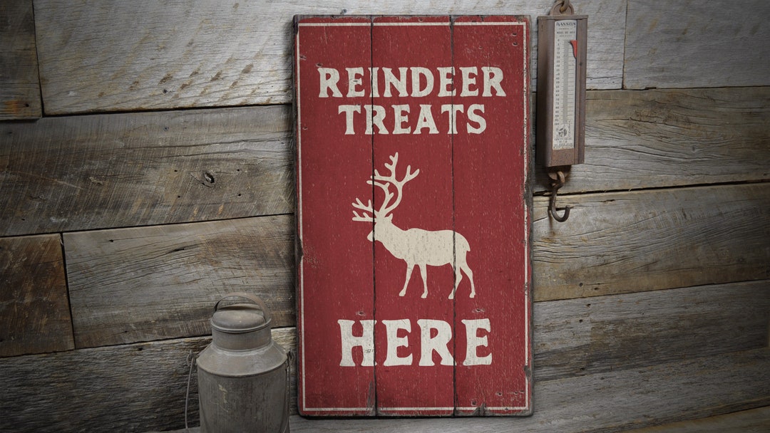 Reindeer Treats Sign, Reindeer Treats Sign, Deer Gift Sign Decor, Wood ...