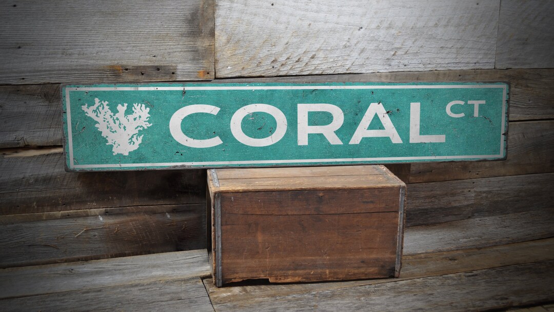 Coral CT Sign, Coral Court Decor, Custom Street Sign, Coral Street ...