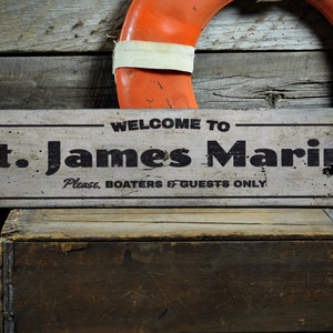 Welcome to Marina Wood Sign, Custom Boaters & Guests Only, Distressed ...