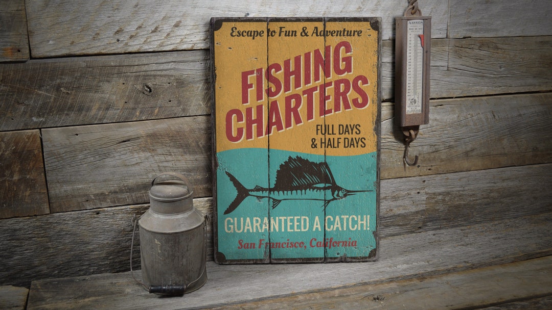Fishing Charter Signs, Wooden Fishing Charter Sign, Fishing Sign, Ocean ...