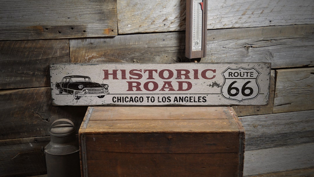 Historic Route 66 Sign, Route 66 Wood Sign, Wood Garage Sign, Car ...