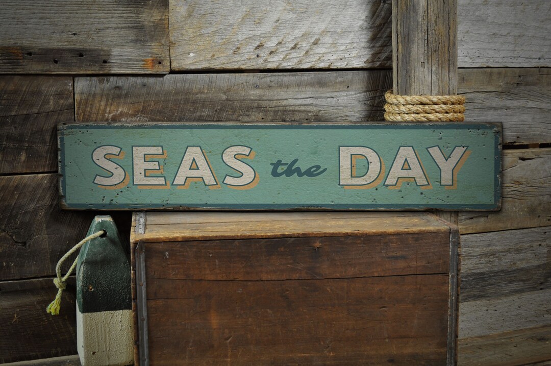 Seas the Day Sign, Live by the Sea, Wooden Sea Sign, Sea Day, Wooden ...