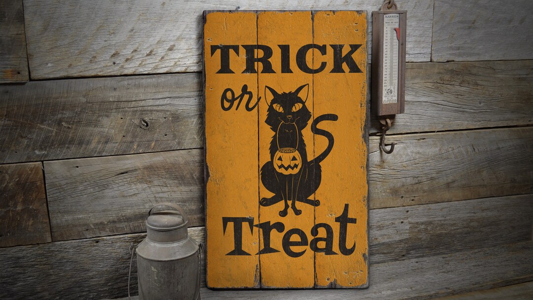 Trick or Treat Sign, Scary Trick or Treat Sign, Wood Scary Sign, Wood ...