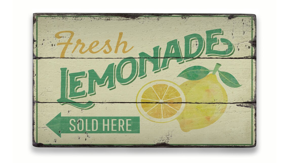 Fresh Lemon Drinks, Lemonade Drink Decor, Lemon Decor Sign, Market Sign ...