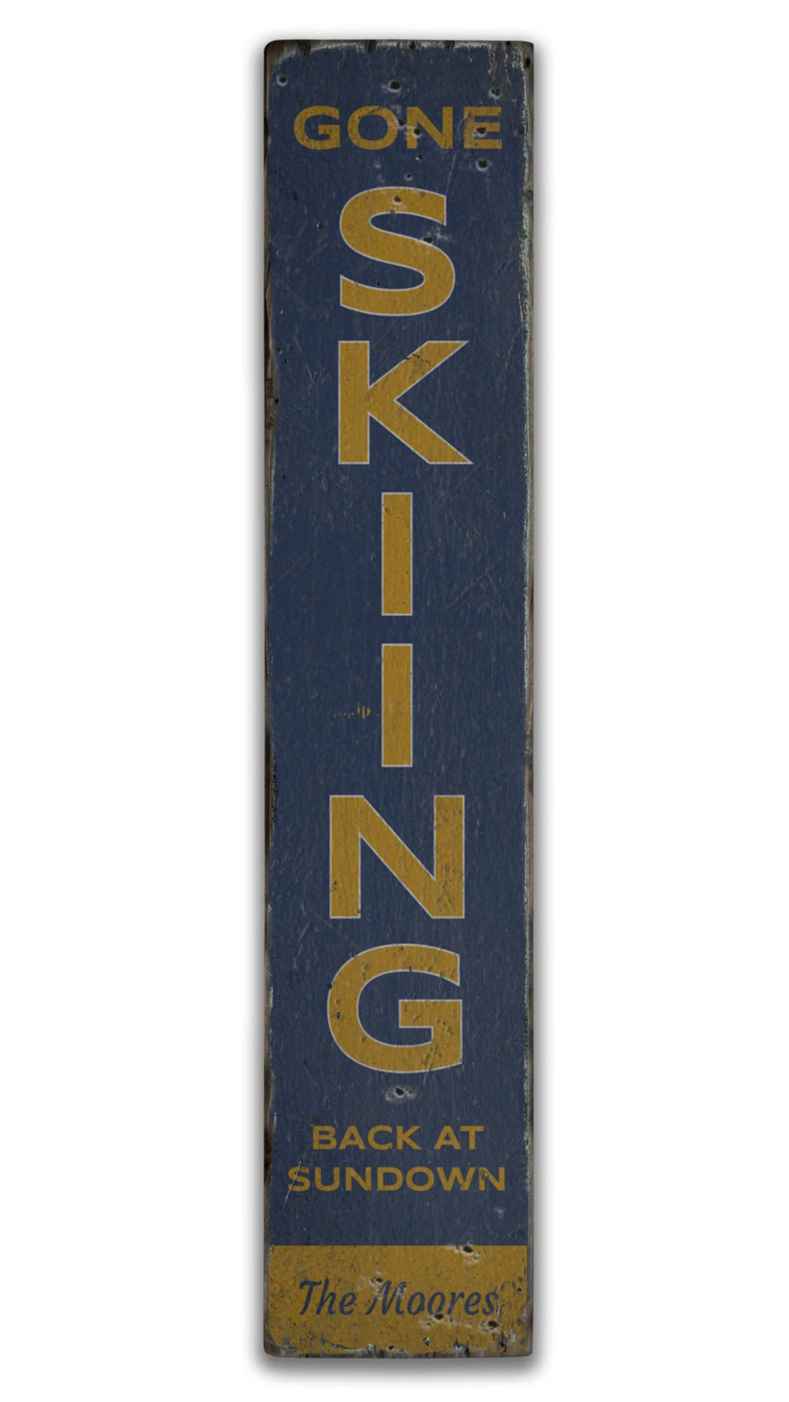 Skiing Sign, Wooden Skiing Slopes Sign, Antique Ski Sign, Old Wooden ...