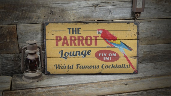 Parrot Lounge Sign Beach Bird Lounge Wooden Beach Sign - Etsy