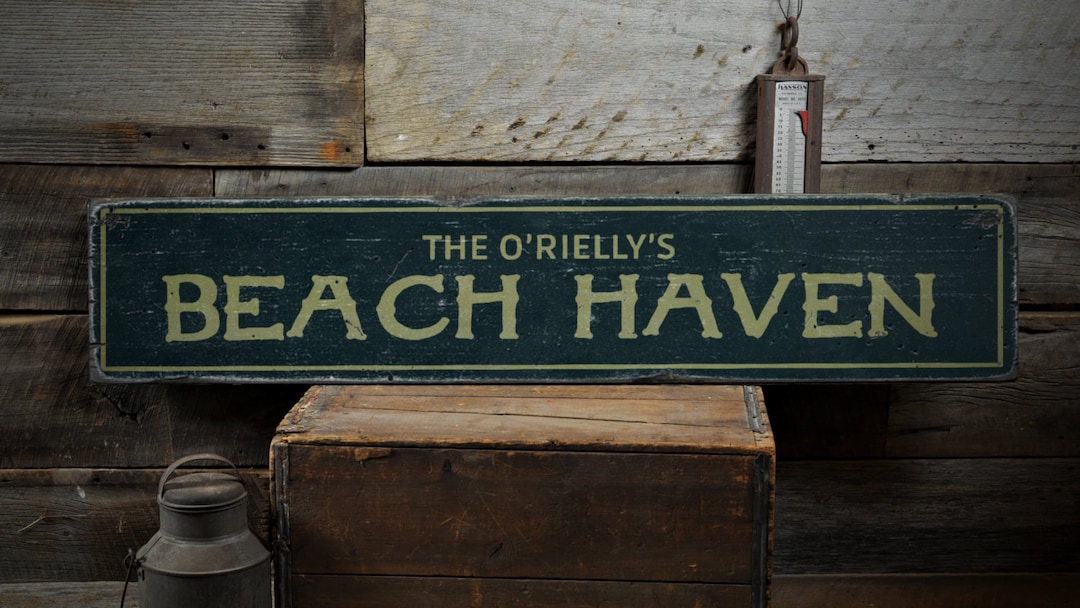 Beach Haven Wood Sign, Personalized Family Name Beach House Decor ...