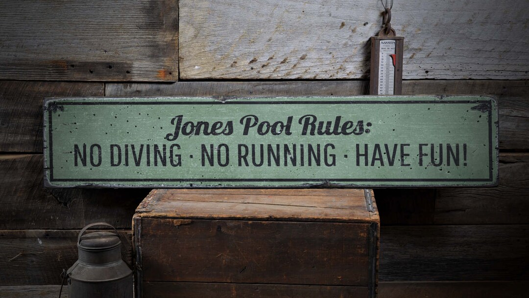 Pool Rules Sign, Custom Wood Sign for Pool, No Diving Sign, Swimming ...