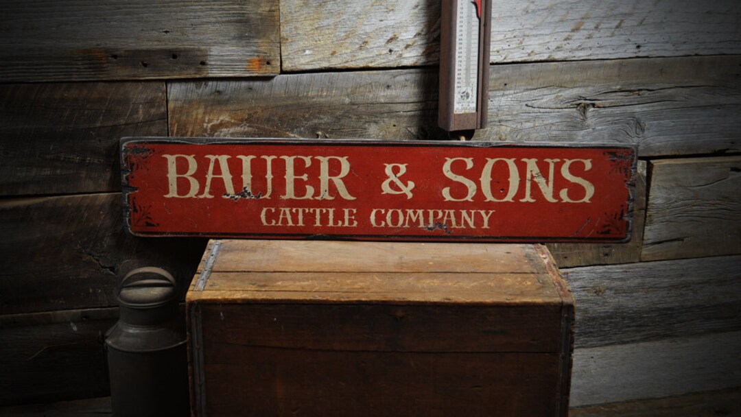 Custom Cattle Company Wood Sign - Rustic Hand Made Vintage Wooden ...