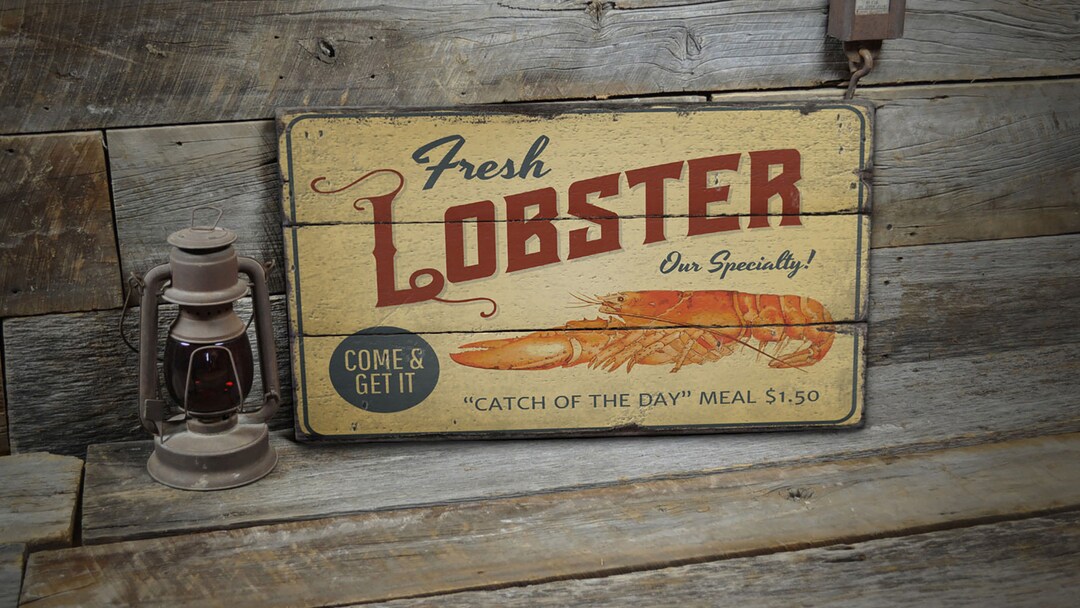 Fresh Lobster Sign, Wood Lobster Sign, Gift for Lobster, Wood Lobster ...