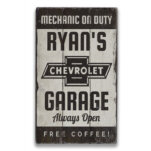 Chevy Garage Sign, Mechanic Chevy Sign, Chevy Lover Wooden Gift, Chevy ...
