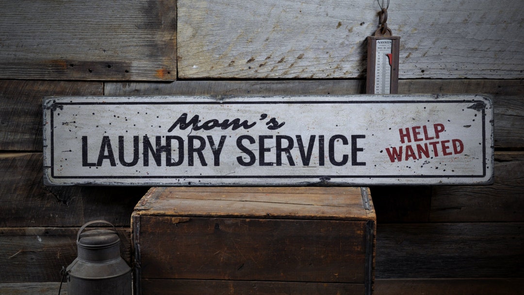 Help Wanted Laundry Service Wood Sign, Laundry Room Home Decor ...