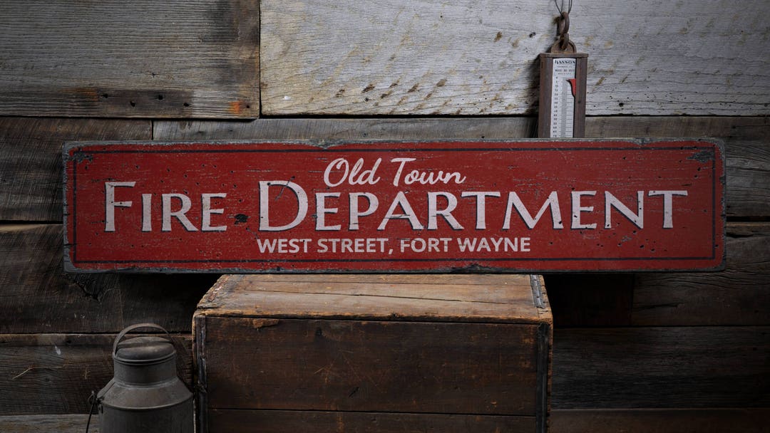 Old Town Fire Dept Sign, Fire Department Sign, Fire Dept Decor, Custom ...