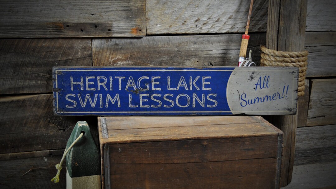 Custom Swim Lessons Lake House Sign, Swimming Lesson Signs, Swim ...