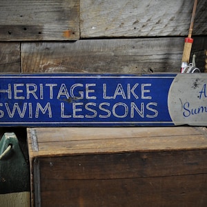 Custom Swim Lessons Lake House Sign, Swimming Lesson Signs, Swim ...