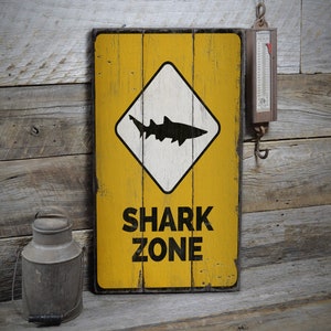 Shark Zone Sign, Shark Lover Wood Decor Gift Sign, Ocean Lifestyle ...