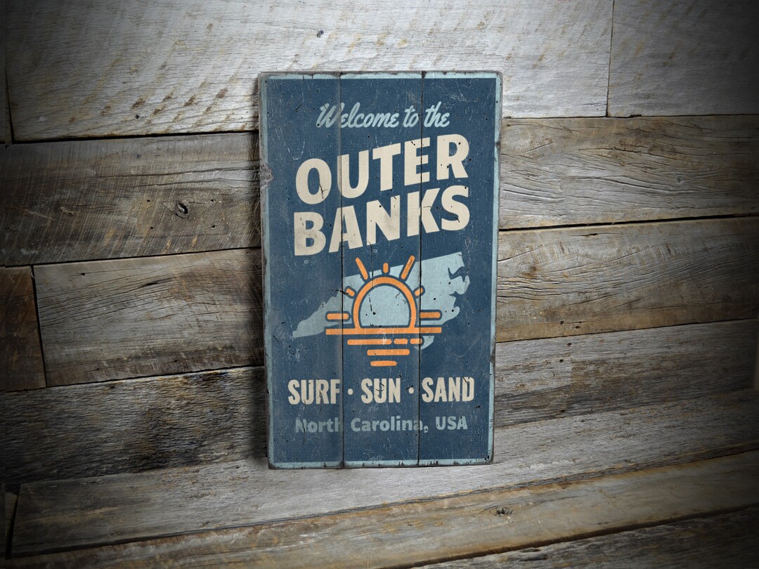 Welcome to Outer Banks Sign, North Carolina Sign, Surf Sun Sand, Beach ...