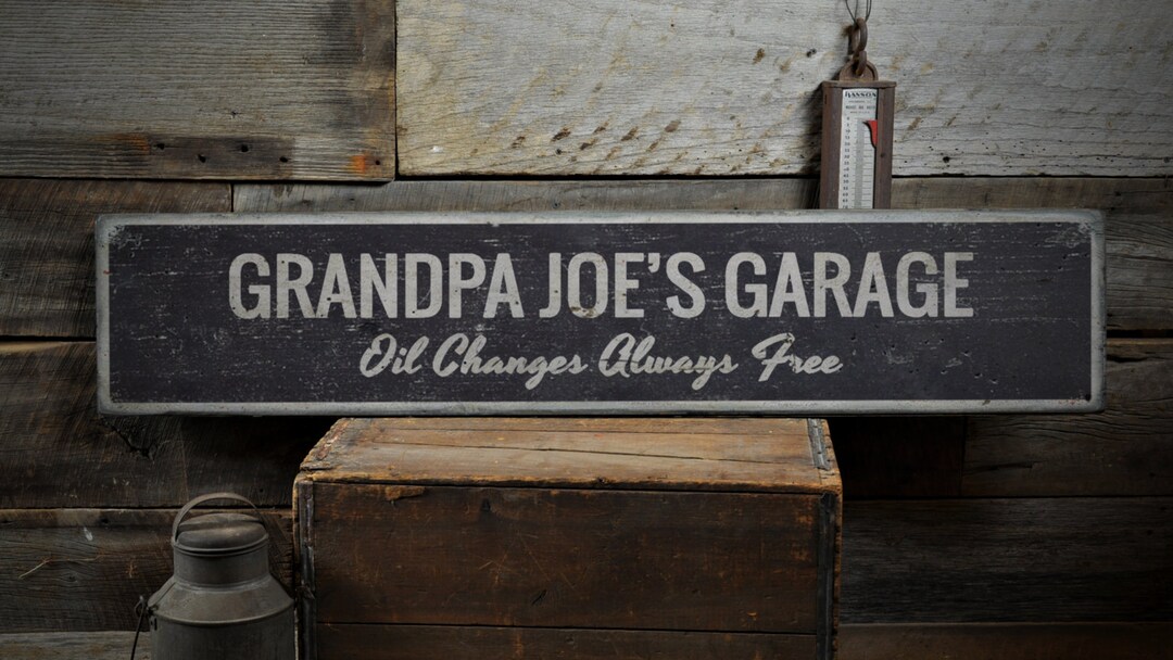 Oil Changes Always Free Wood Sign, Personalized Grandpa Mechanic Name ...
