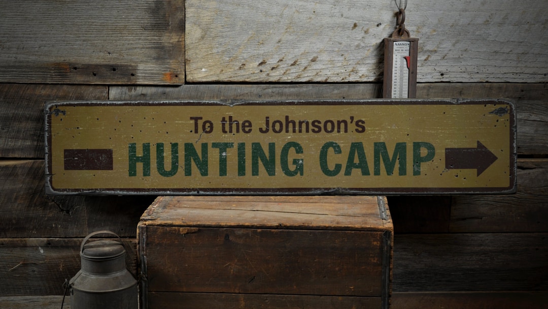 Arrow to the Hunting Camp Wood Sign, Custom Family Name Hunter Gift ...