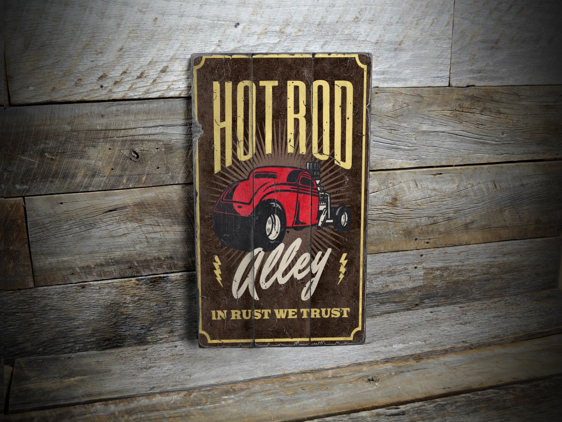Hot Rod Alley Sign, Garage Wall Decor, in Rust We Trust, Decor for Hot ...