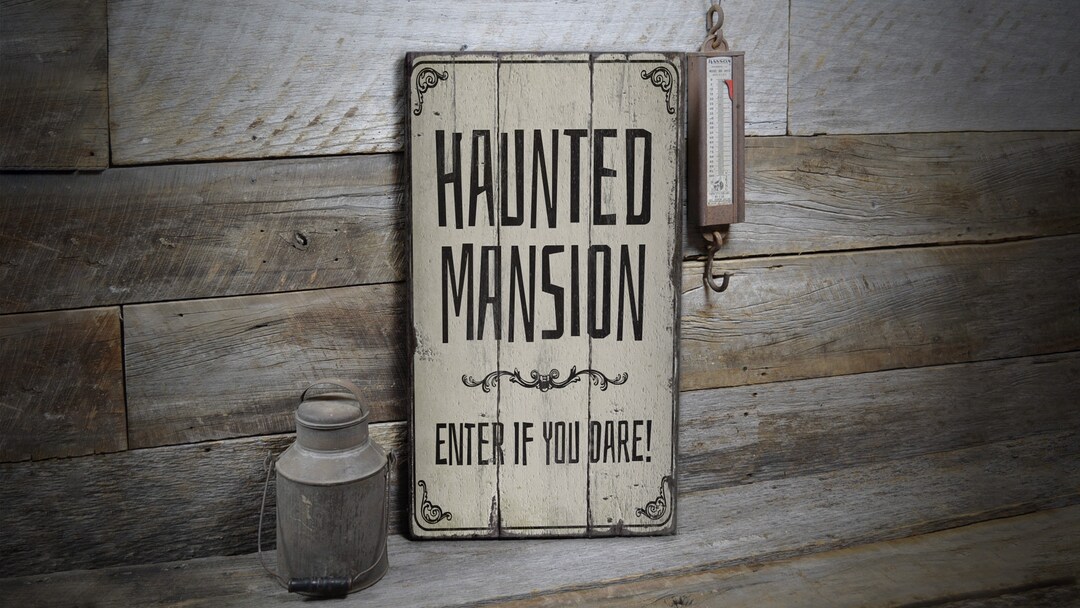 Haunted Mansions, Haunted Sign, October House Sign, Wood Scary Decor ...