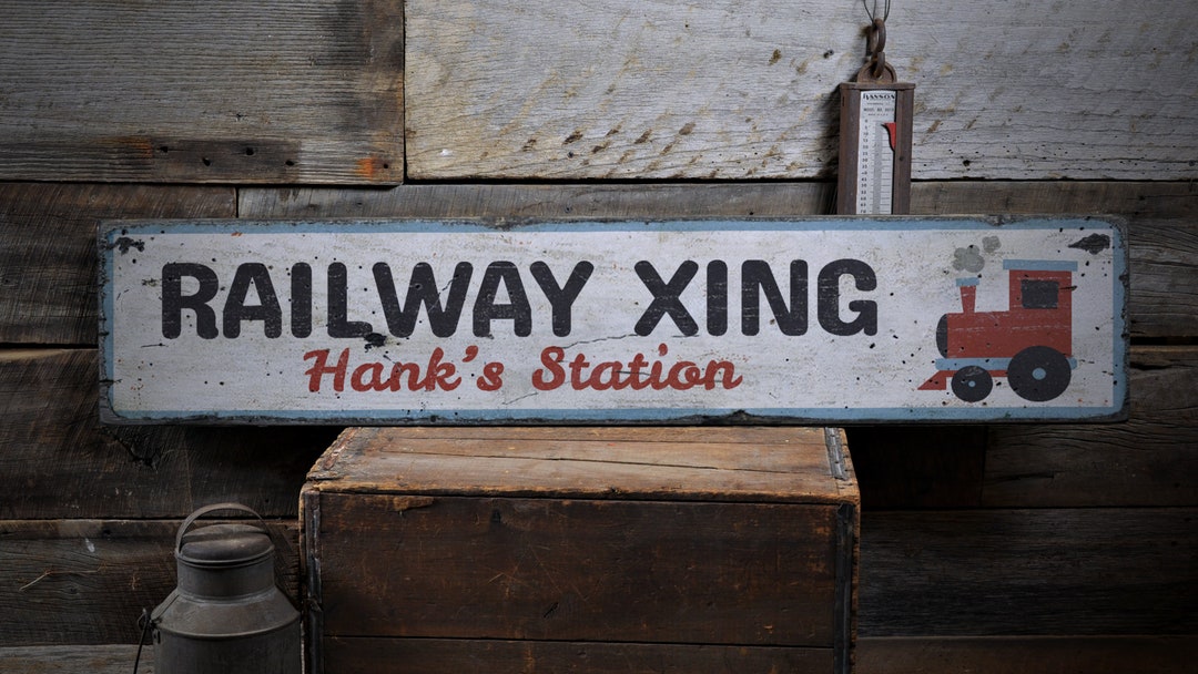 Railway Crossing Wood Sign, Railway Room Decor, Custom Boy Room Sign ...
