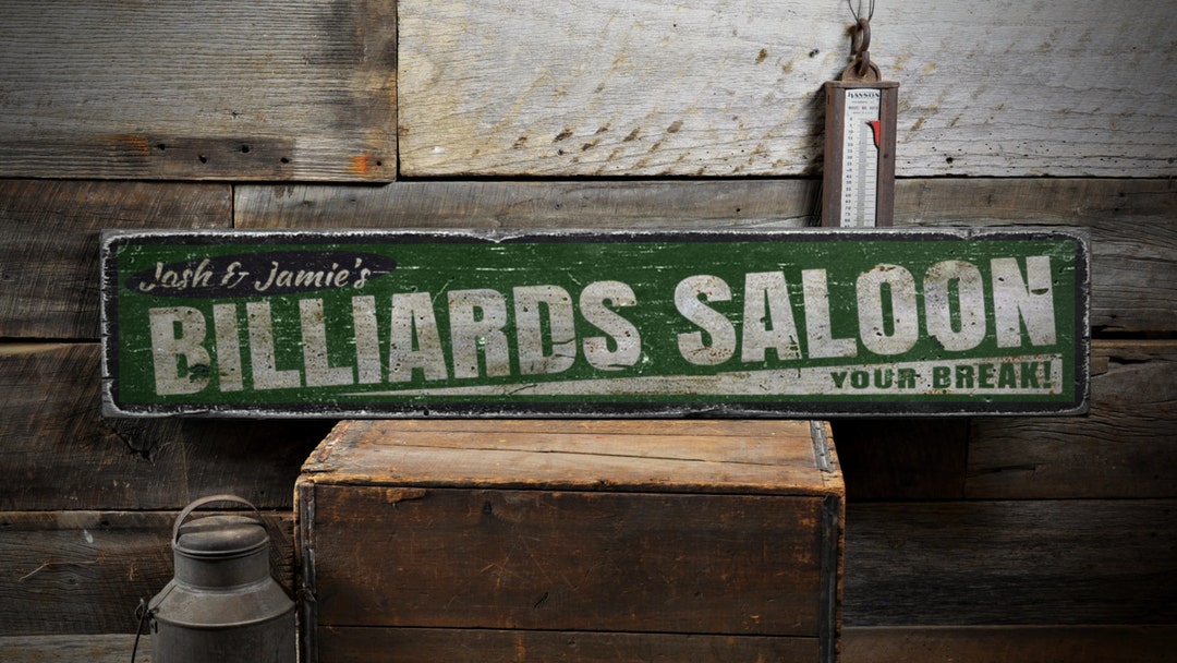 Billiards Saloon Wood Sign, Custom Bar Owner Name Sign, Your Break Man ...