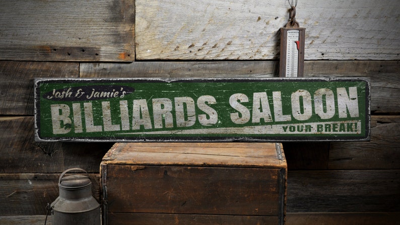 Billiards Saloon Wood Sign Custom Bar Owner Name Sign Your - Etsy