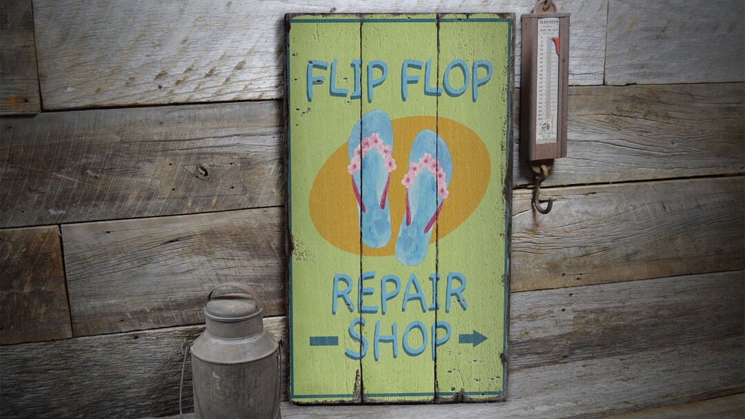 Flip Flop Repair Sign, Flip Flop Here, Wood Beach Sign, Beach Dream ...