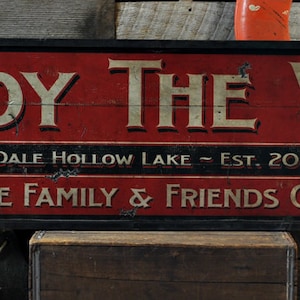 Custom Lake House Enjoy View Sign - Primitive Rustic Hand Made Vintage ...