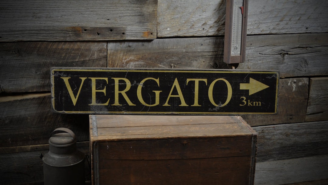 Italian City Distance & Arrow Sign - Primitive Rustic Hand Made Vintage ...