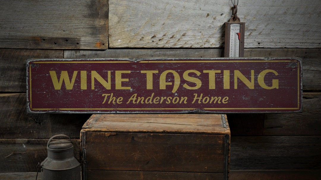 Wine Tasting Wood Sign, Custom Family Name Home Sign, Wine Lover Wine ...
