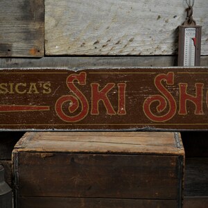 Ski Shop Arrow Wood Sign, Personalized Store Owner Name Gift, Custom ...