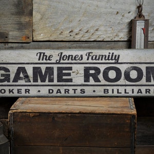 Game Room Wood Sign, Custom Family Name Sign, Poker Darts Billiards Man ...