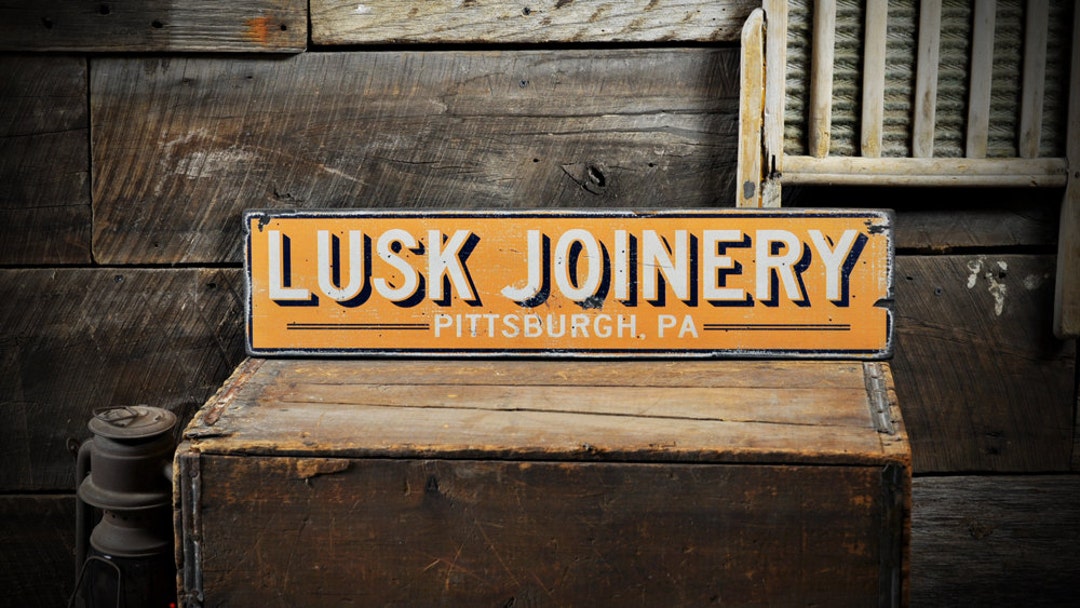 Custom Joinery Business City State Sign - Rustic Hand Made Distressed ...