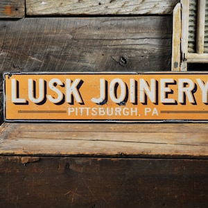 Custom Joinery Business City State Sign - Rustic Hand Made Distressed ...