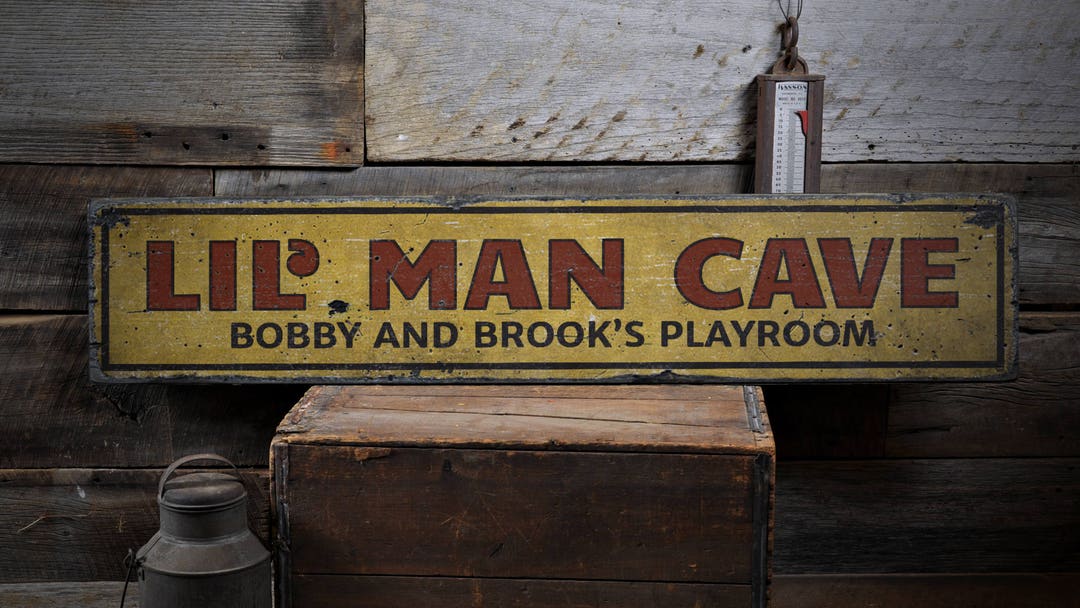 Lil Man Cave Sign, Rustic Playroom Sign, Custom Boys Sign, Boy Playroom ...