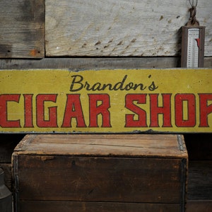 Cigar Shop Arrow Wood Sign, Personalized Cigar Room Lover Name Gift ...