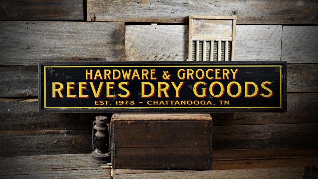 Custom Hardware, Grocery, Dry Goods Sign - Rustic Hand Made Distressed ...