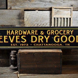 Custom Hardware, Grocery, Dry Goods Sign - Rustic Hand Made Distressed ...