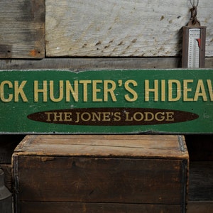 Duck Hunter's Hideaway Wood Sign, Custom Family Name Hunting Lodge Gift ...