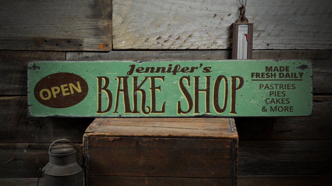 Open Bake Shop Wood Sign Custom Baker Name Gift Made Fresh | Etsy