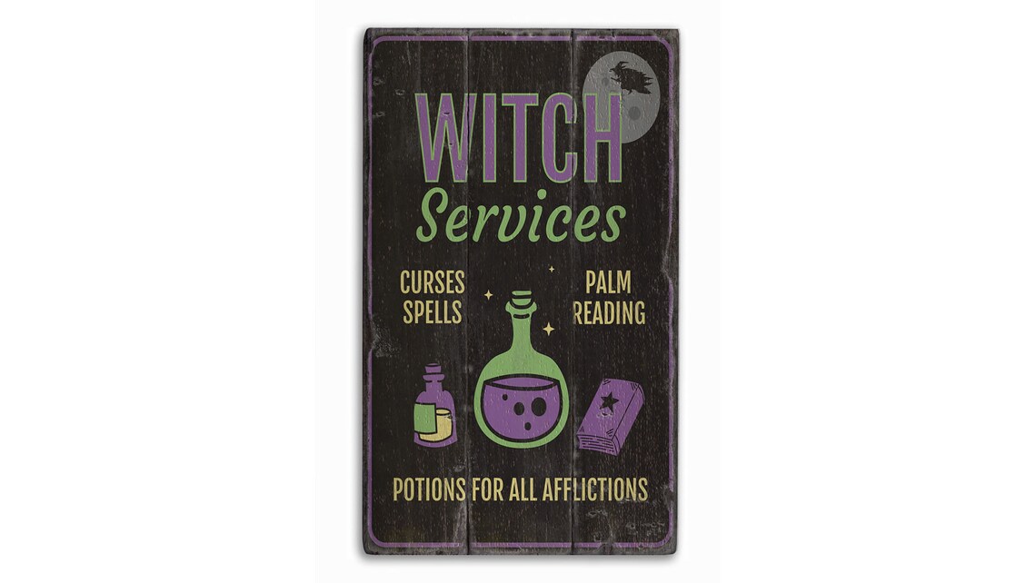 Witch Services Sign, Halloween Potion Making Sign, Wood Scary Decor ...