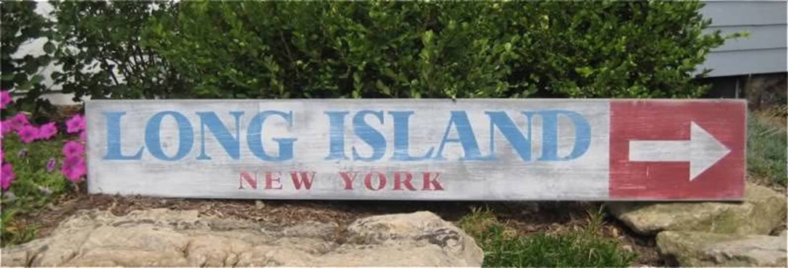 Long Island, New York Directional Wood Sign - Rustic Hand Made Vintage ...