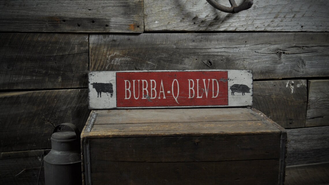 Custom BBQ Blvd Cow & Pig Sign Rustic Hand Made Vintage - Etsy