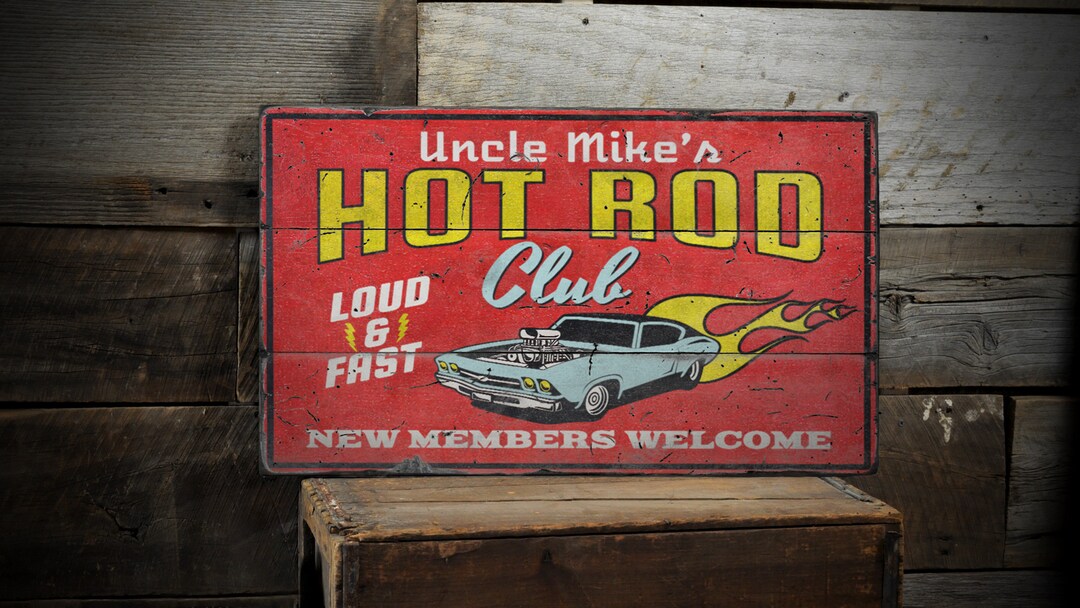 Custom Hot Rod Sign, Hot Rod Club Sign, Garage Welcome Sign, Hot Rod ...
