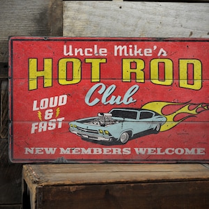 Custom Hot Rod Sign, Hot Rod Club Sign, Garage Welcome Sign, Hot Rod ...
