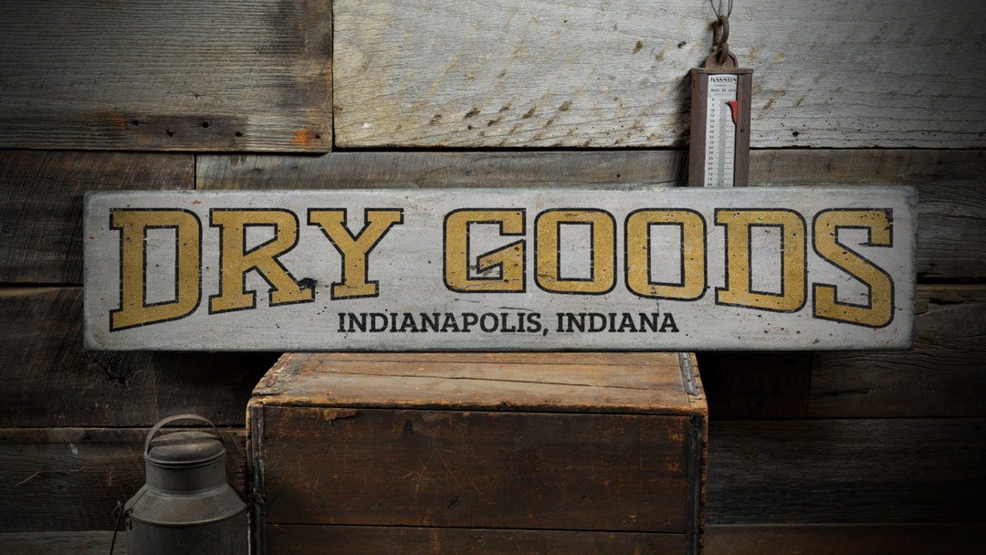 Dry Goods City State Wood Sign, Custom Mercantile Store Location Name ...